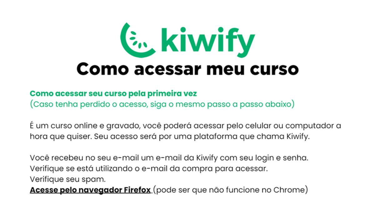 Como acessar meu curso na Kiwify